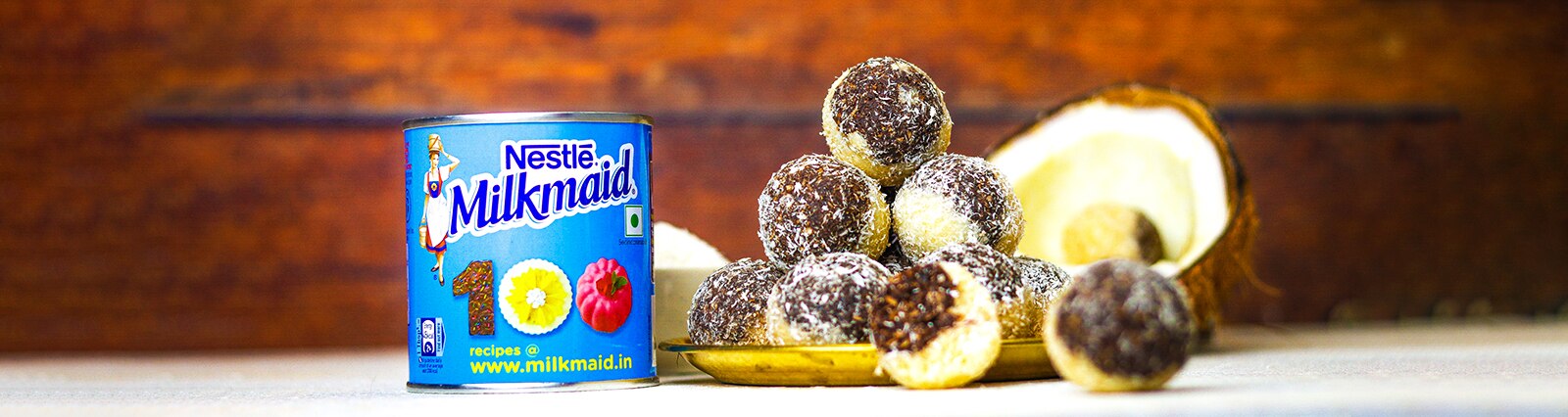 Choco Coconut Rice Ada Laddu | milkmaid